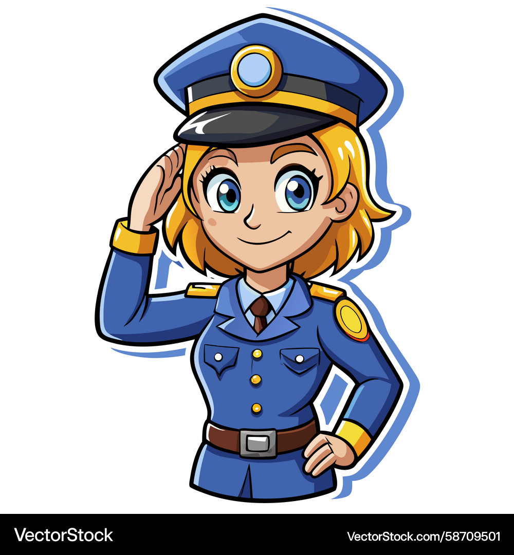 Smiling Police Officer Saluting Royalty Free Vector Image
