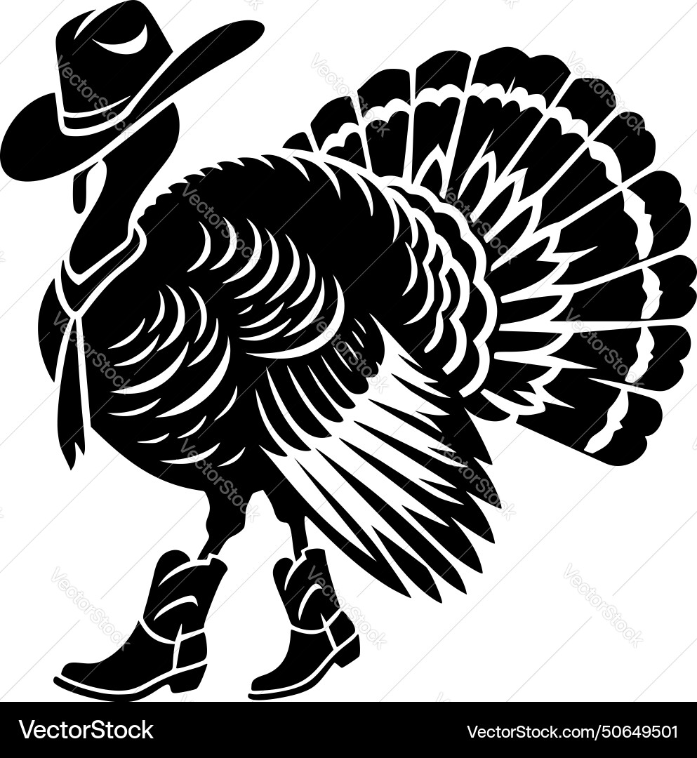 Western turkey in cowboy attire Royalty Free Vector Image