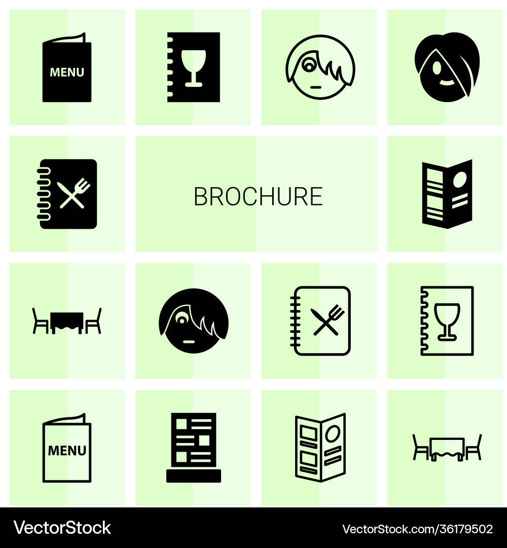 14 brochure icons Royalty Free Vector Image - VectorStock