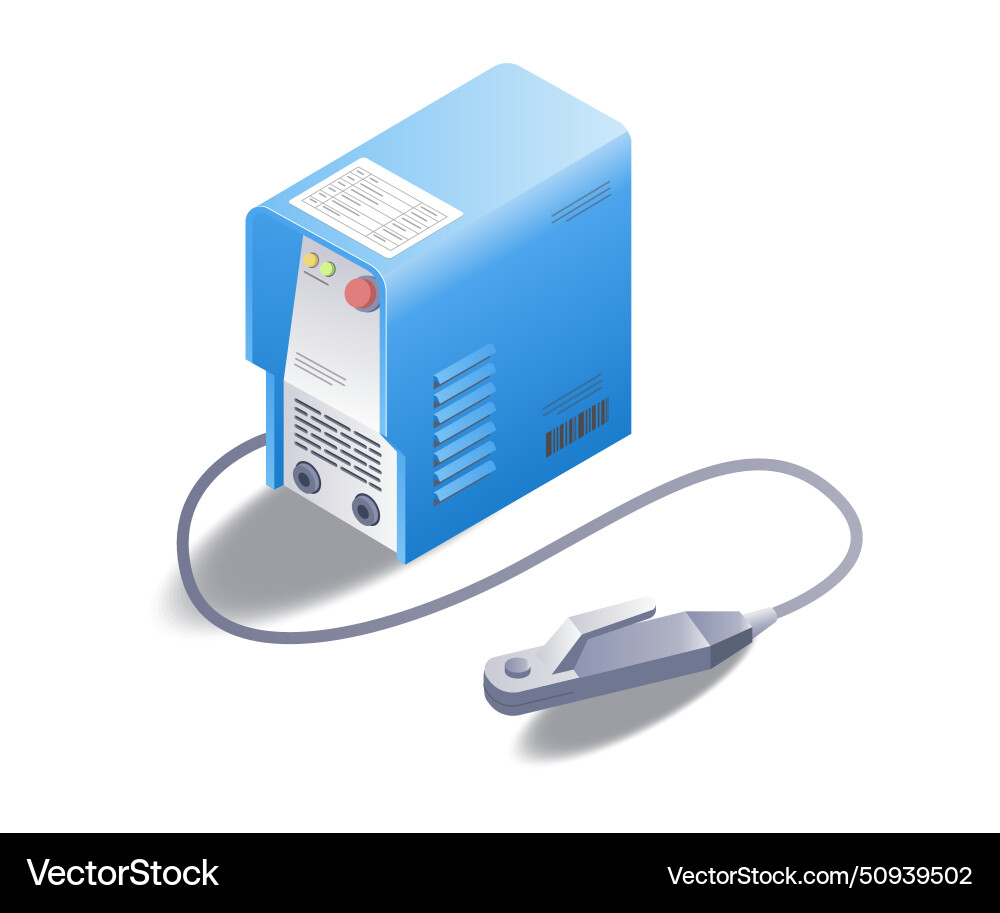 Electric welding inverter flat isometric 3d Vector Image