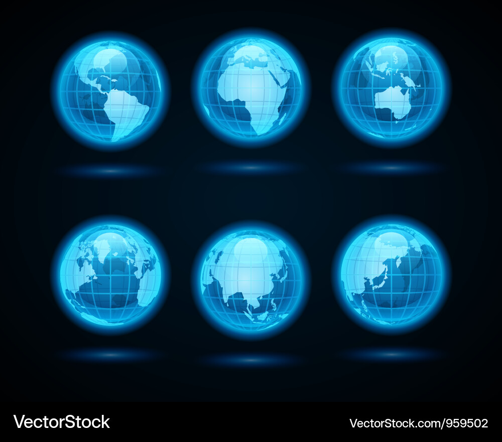 Globe earth night light icons Royalty Free Vector Image