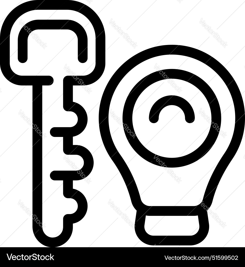 Key unlocking a light bulb representing finding Vector Image