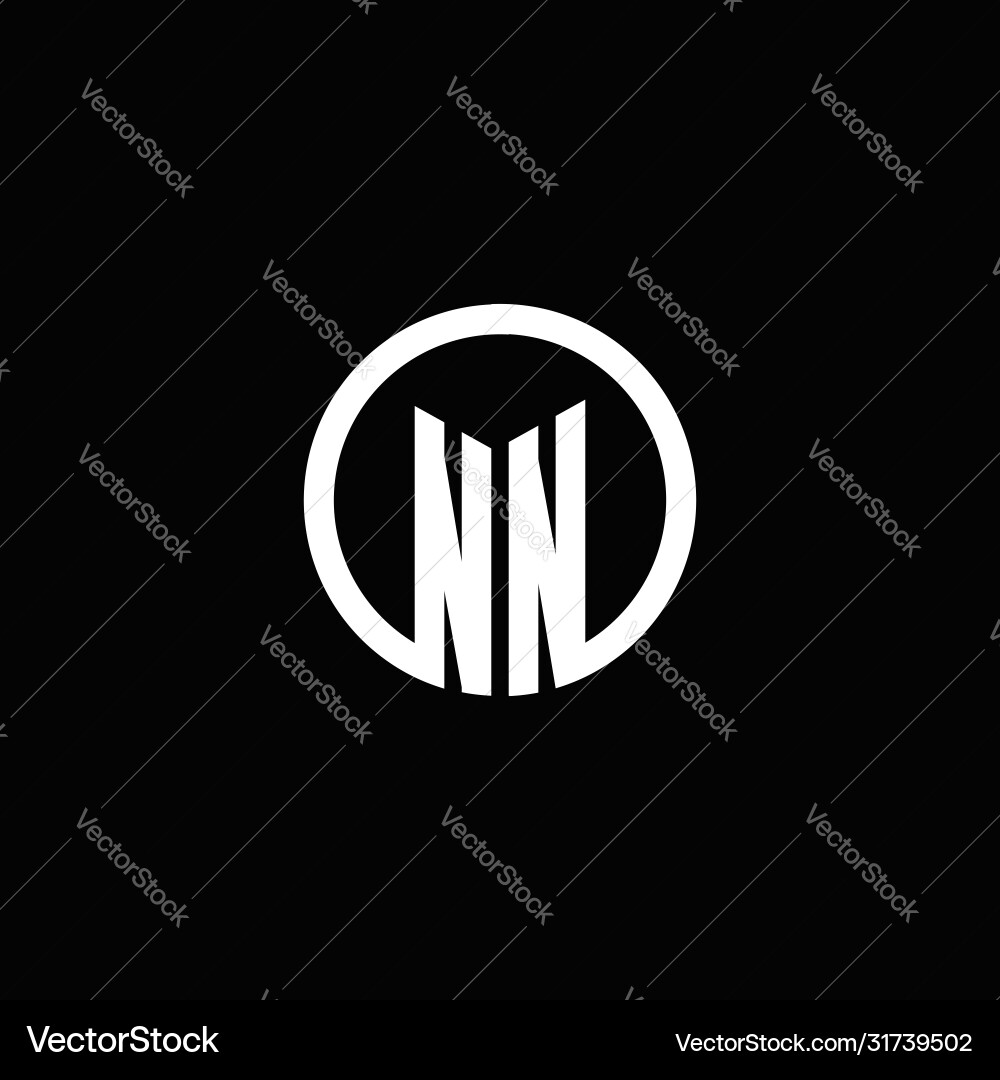 Nn monogram logo isolated with a rotating circle Vector Image