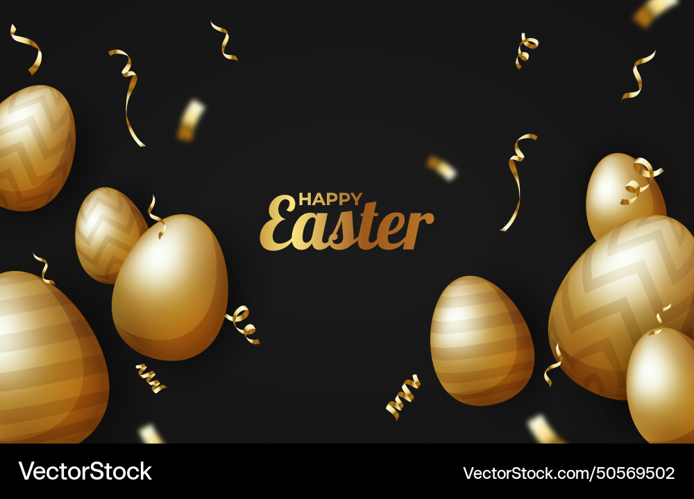 Realistic golden easter egg background Royalty Free Vector