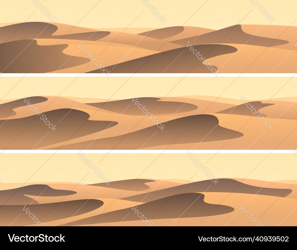 Set of horizontal banners sandy desert Royalty Free Vector