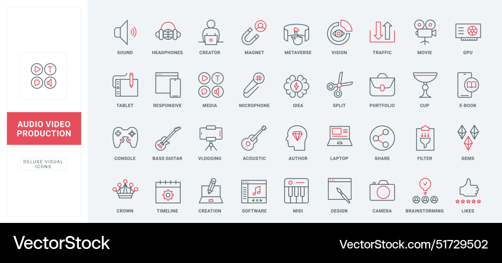 Video and audio production content creation Vector Image