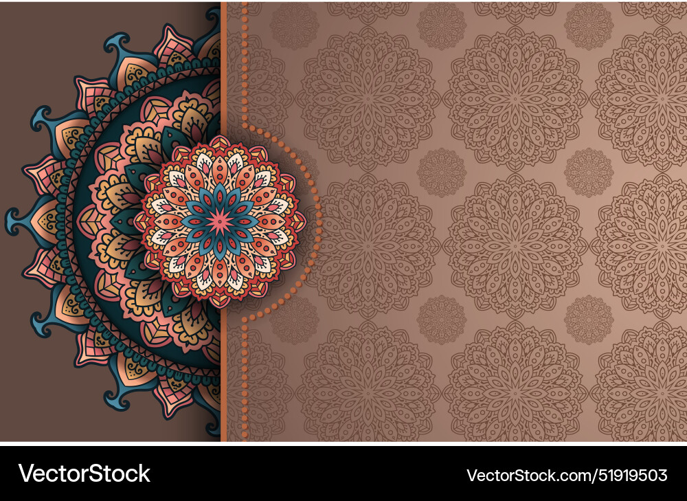 Beautiful colorful mandala background in brown Vector Image