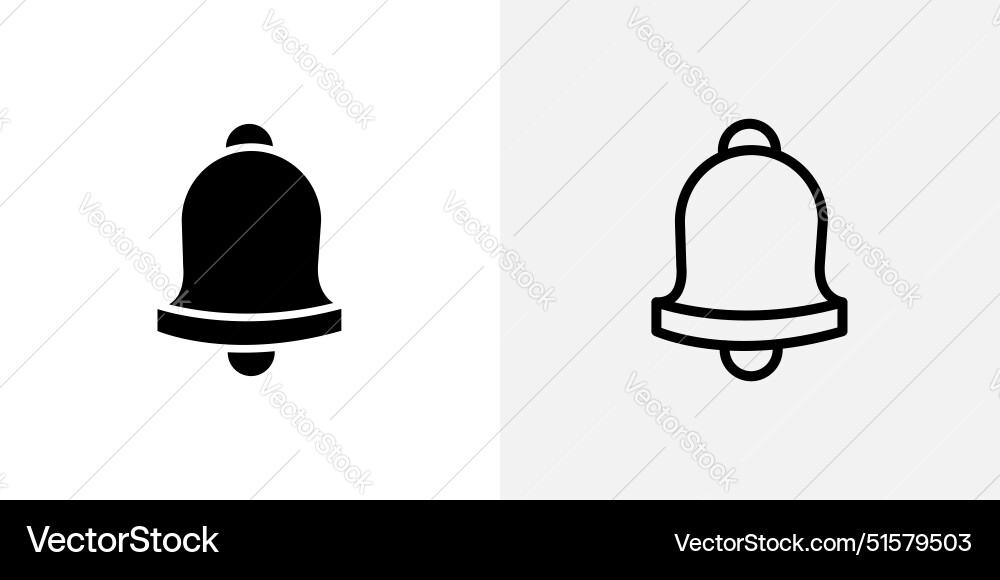 Bell icon in solid and outline style Royalty Free Vector