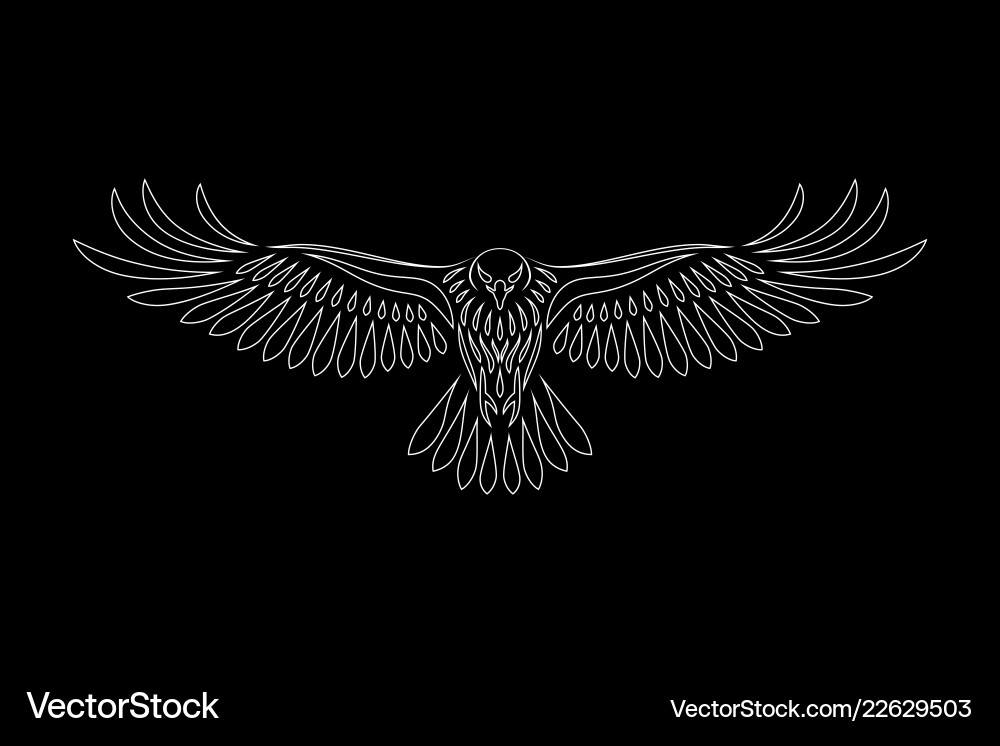 Black and White Stylized Hawk Engraving Royalty Free Vector