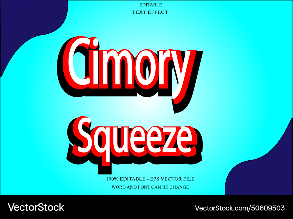 Cimory squeeze editable text effect Royalty Free Vector