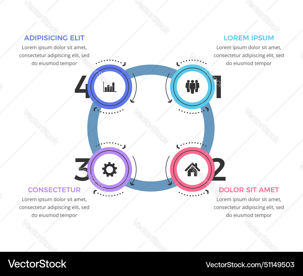 Circle diagram template - four elements Royalty Free Vector