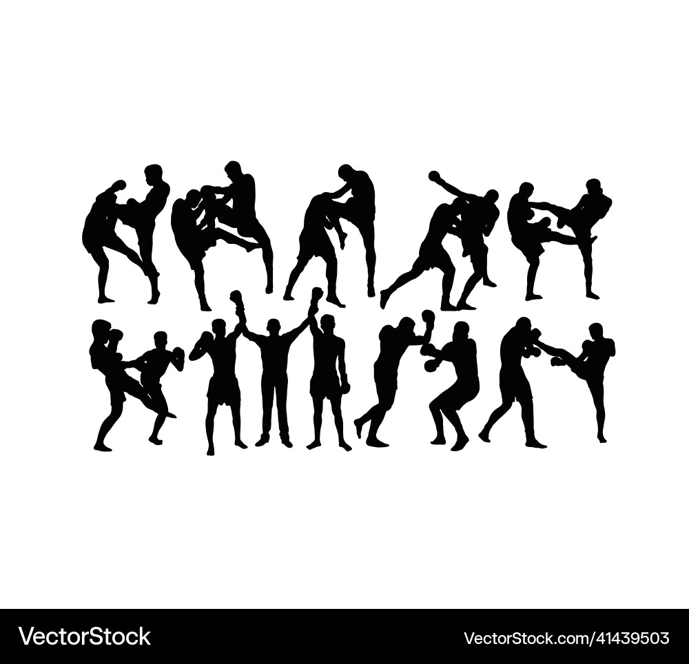 Free boxing silhouettes Royalty Free Vector Image