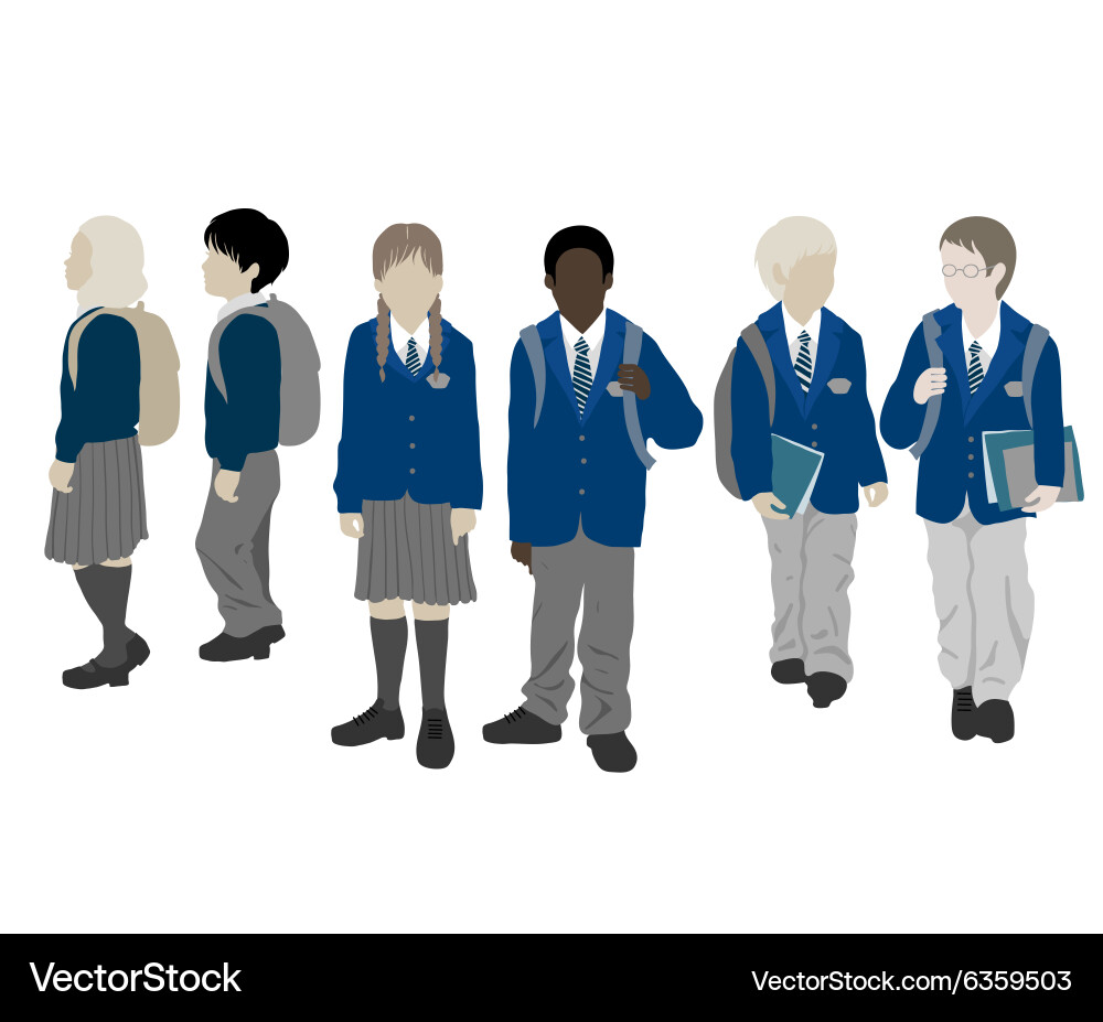 Group of walking students Royalty Free Vector Image
