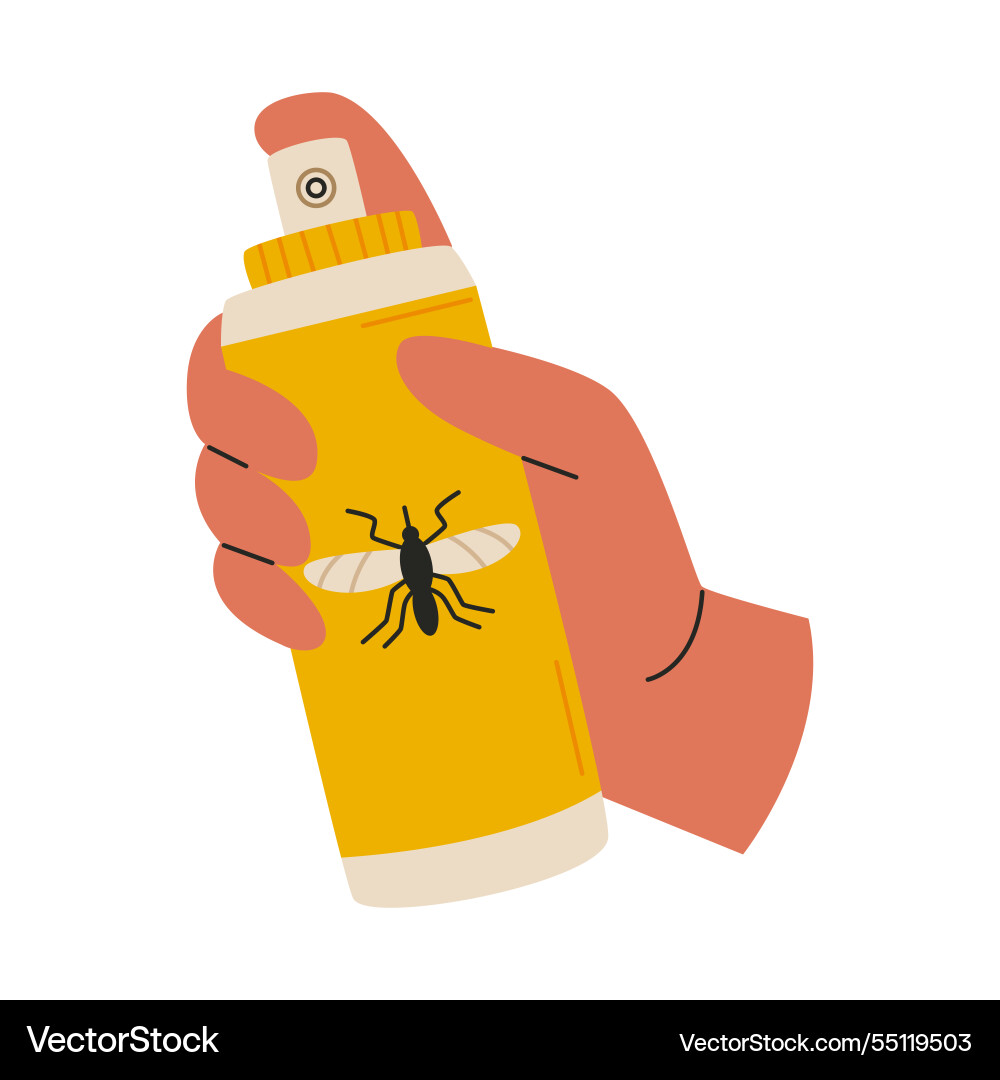 Hand with mosquito spray concept Royalty Free Vector Image
