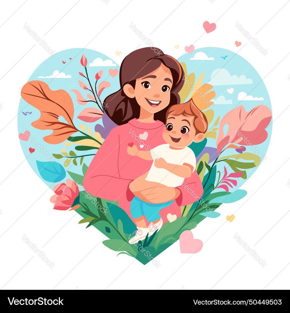 Happy mother with baby son Royalty Free Vector Image
