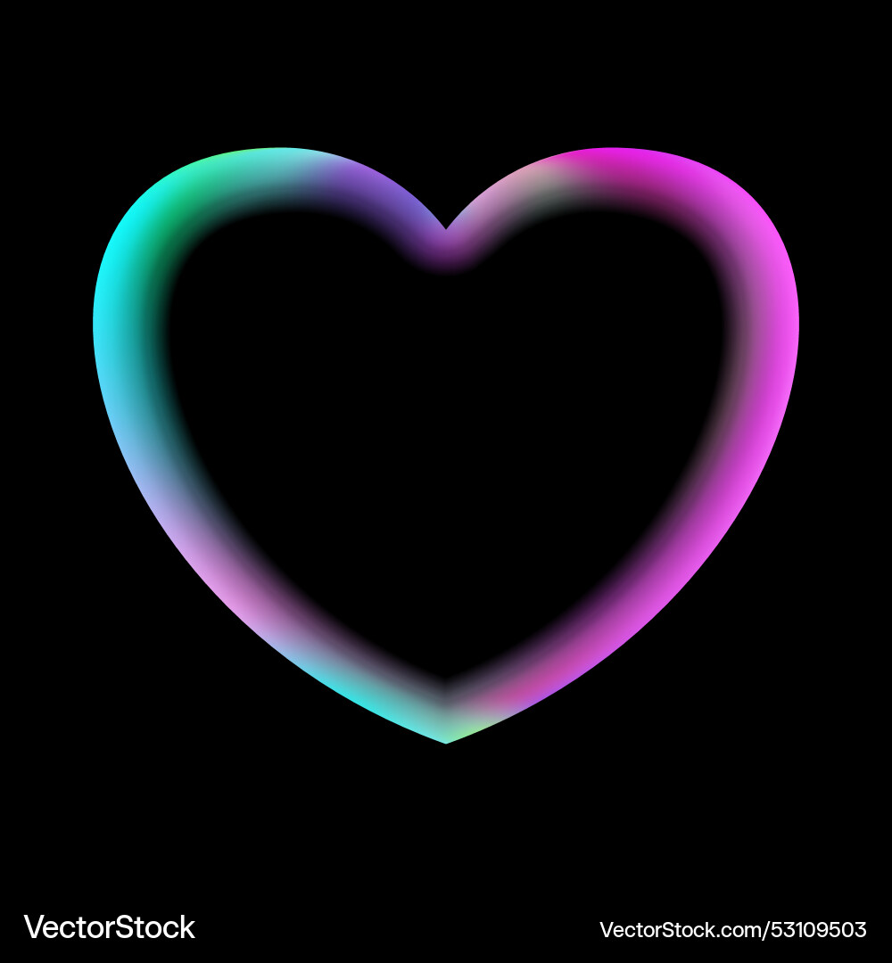 Holographic heart frame fluid liquid chrome Vector Image