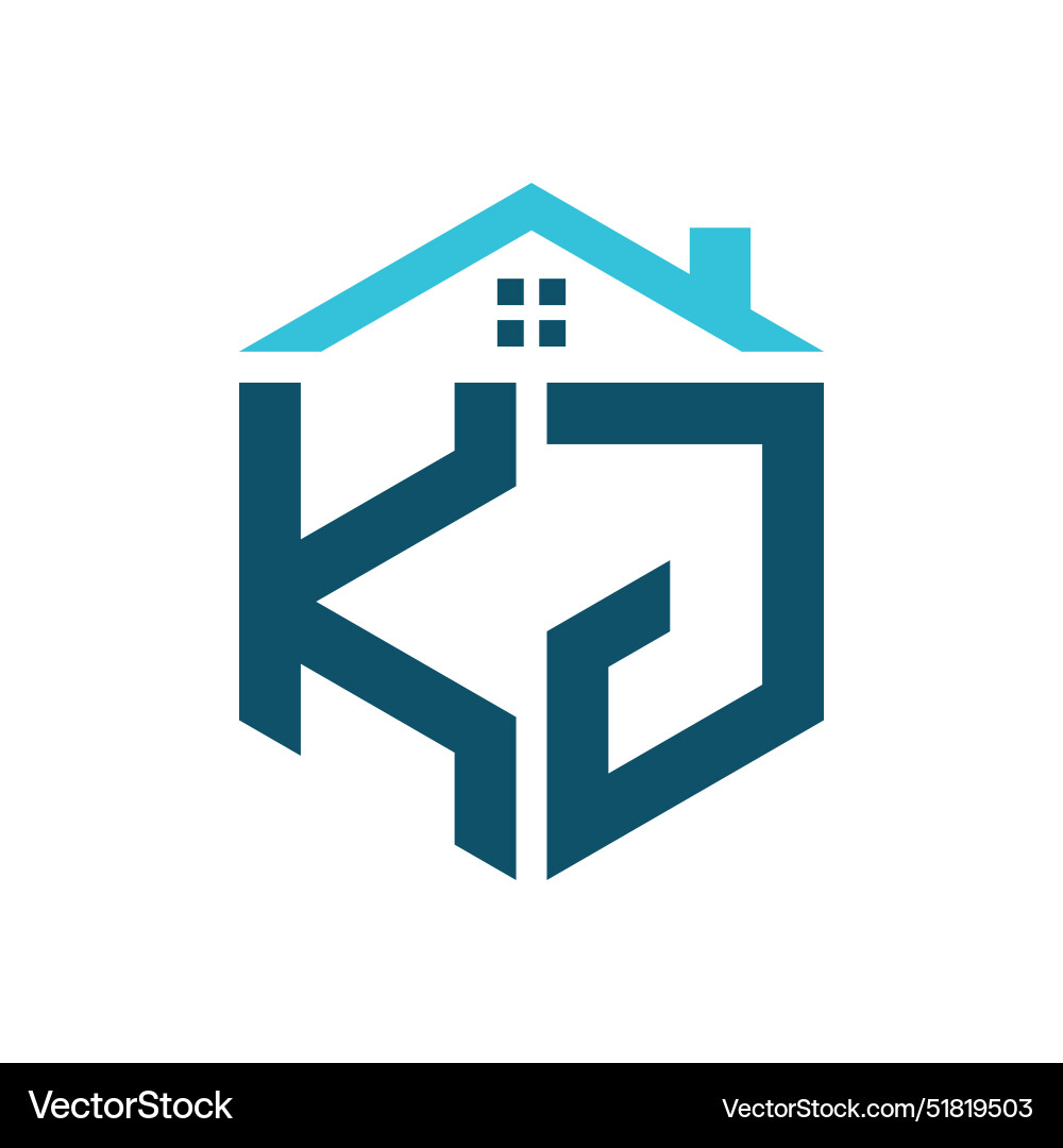 Kj house logo design template letter Royalty Free Vector