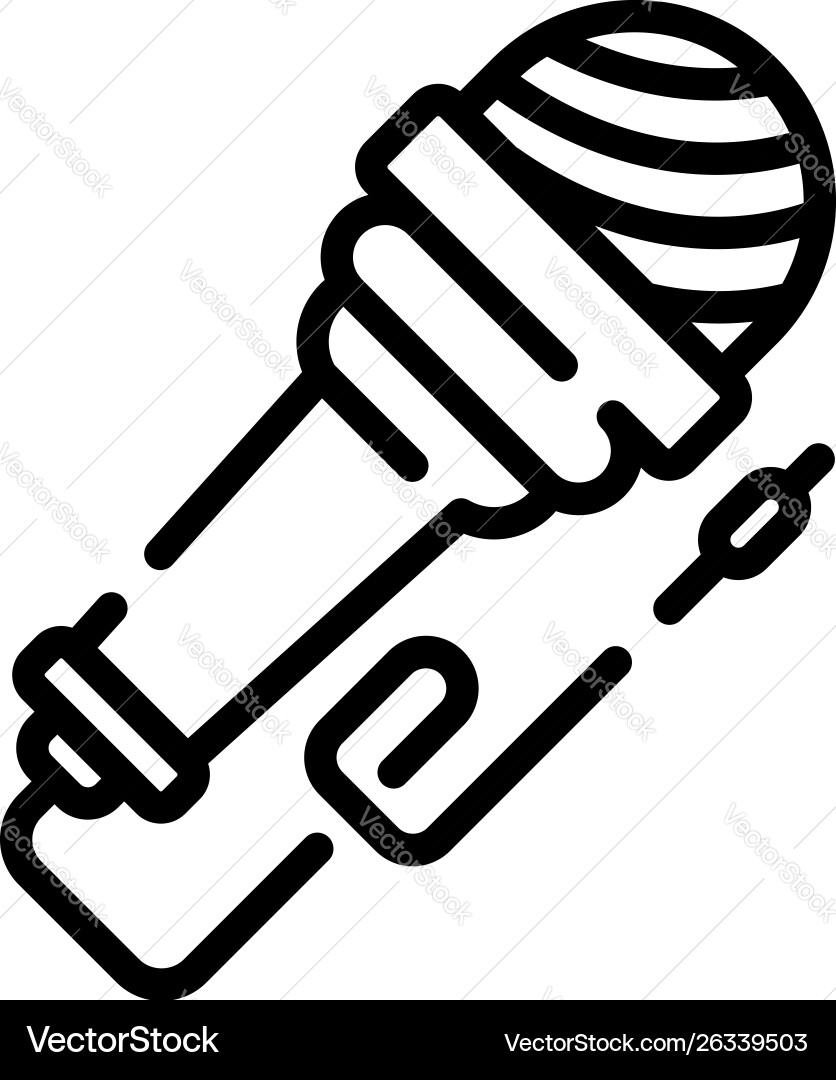 Microphone icon outline style Royalty Free Vector Image