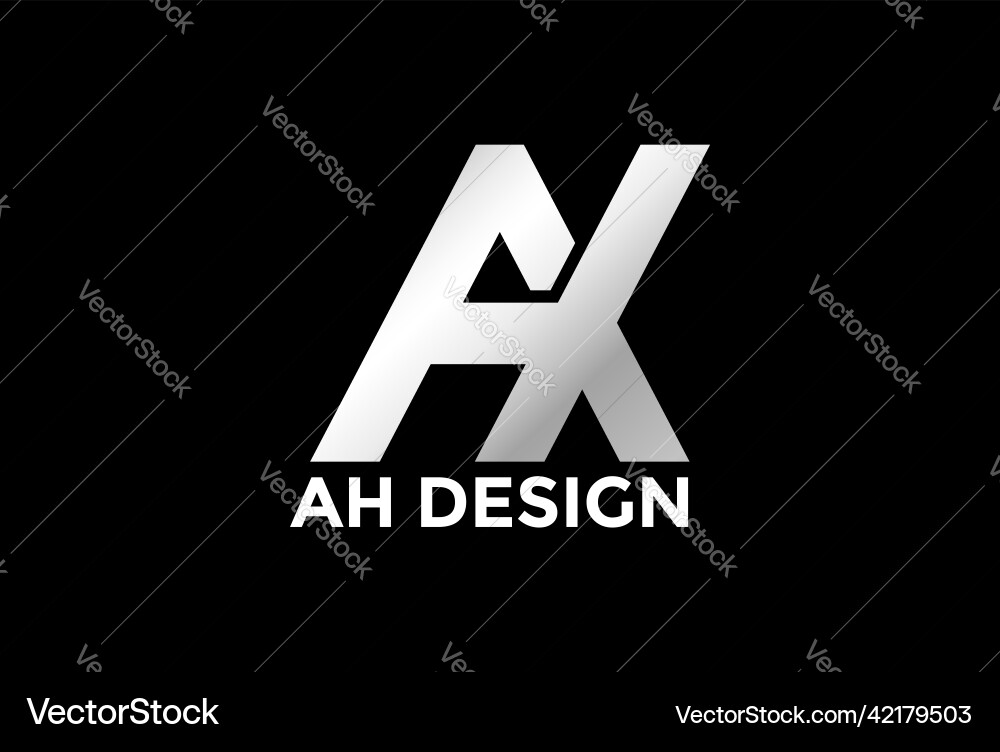 Simple minimalist silver initial letter ah ha ax Vector Image