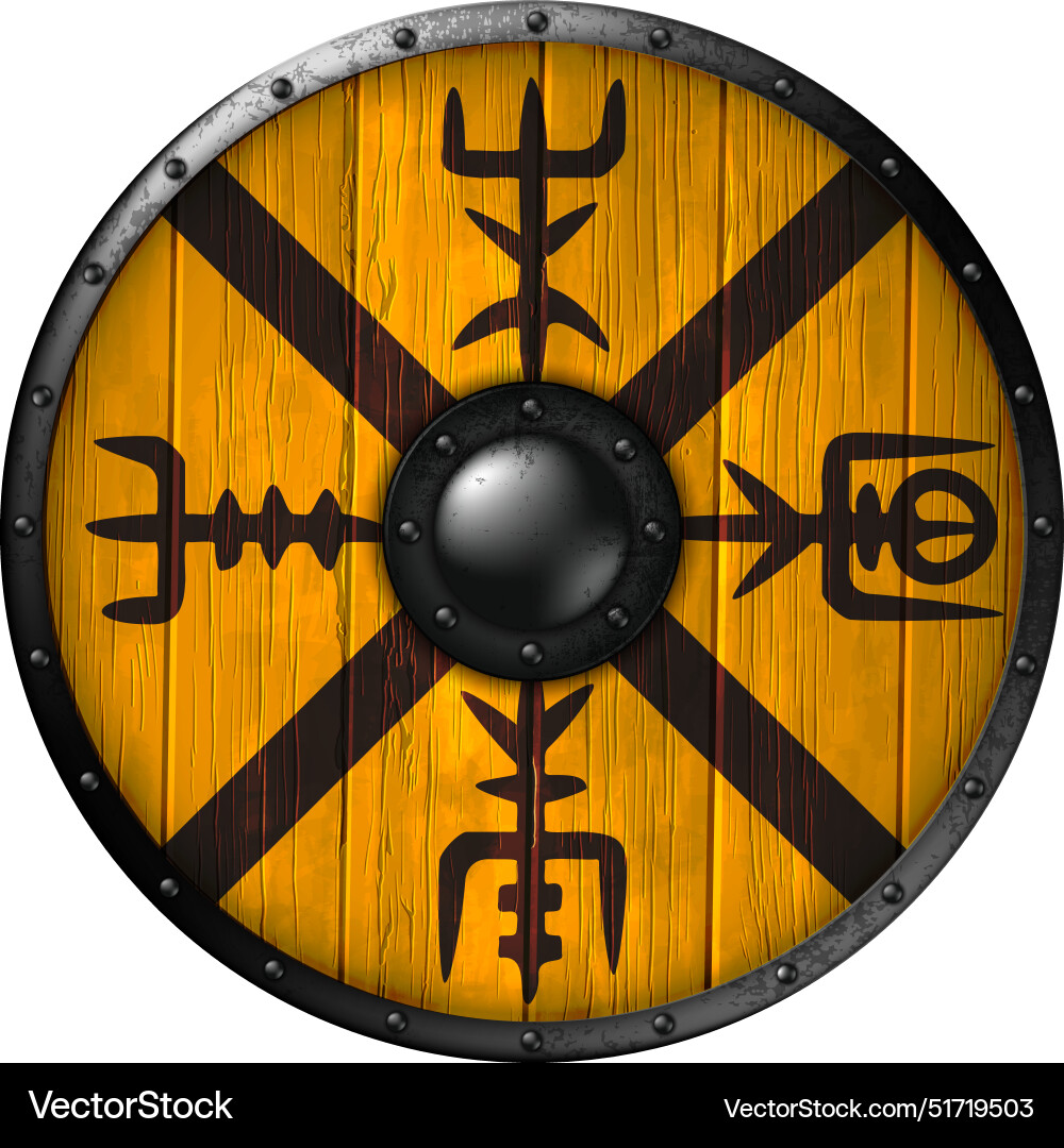 Viking shield design a wooden bound Royalty Free Vector