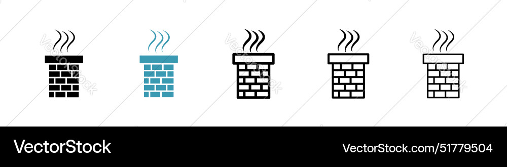 Chimney icon set black filled and outlined style Vector Image