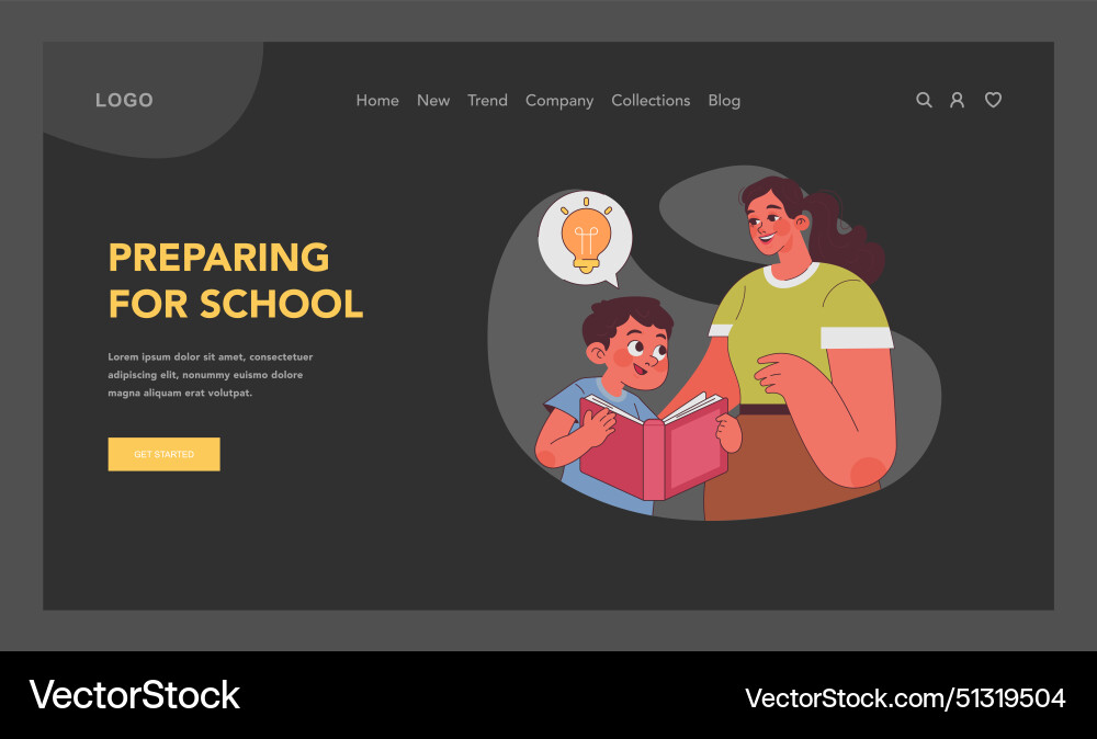Preparing for school concept flat Royalty Free Vector Image