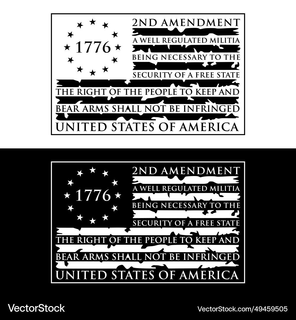 2nd amendment text flag design Royalty Free Vector Image