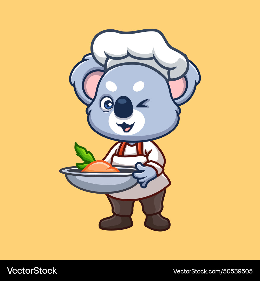 Chef koala cute cartoon Royalty Free Vector Image