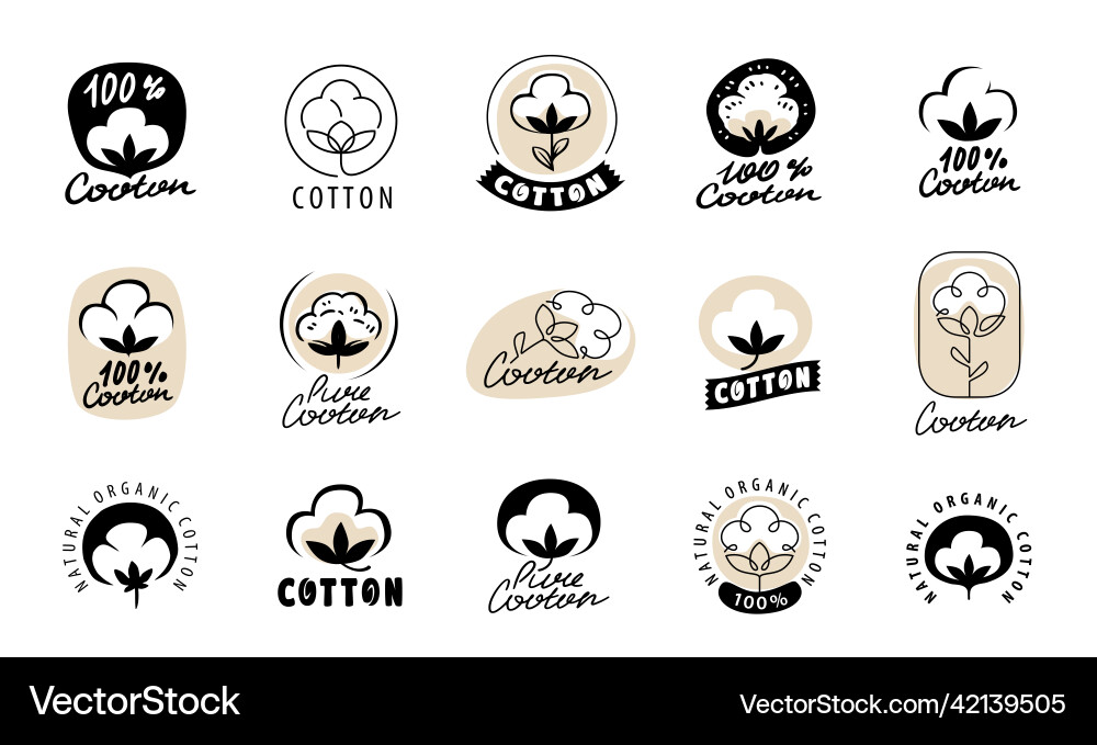Cotton labels and badges set icon sticker Vector Image