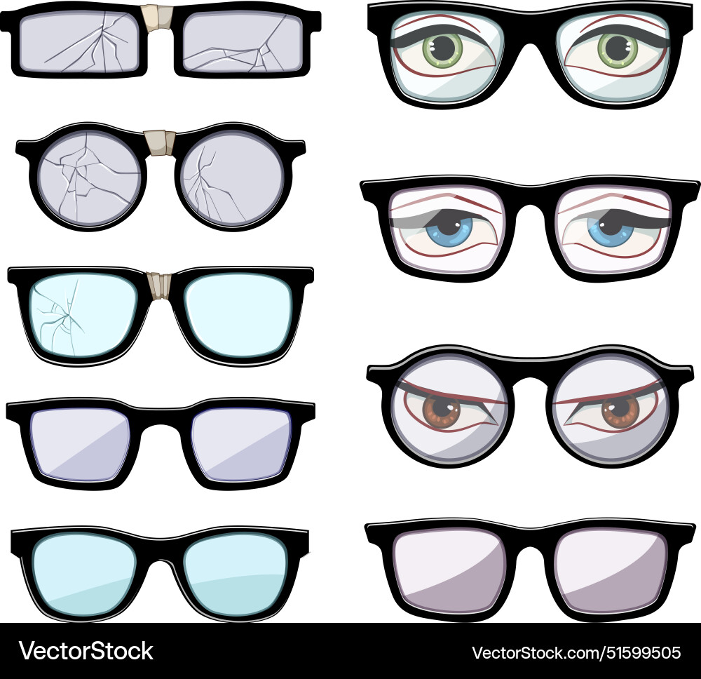 Geek glasses set cartoon Royalty Free Vector Image