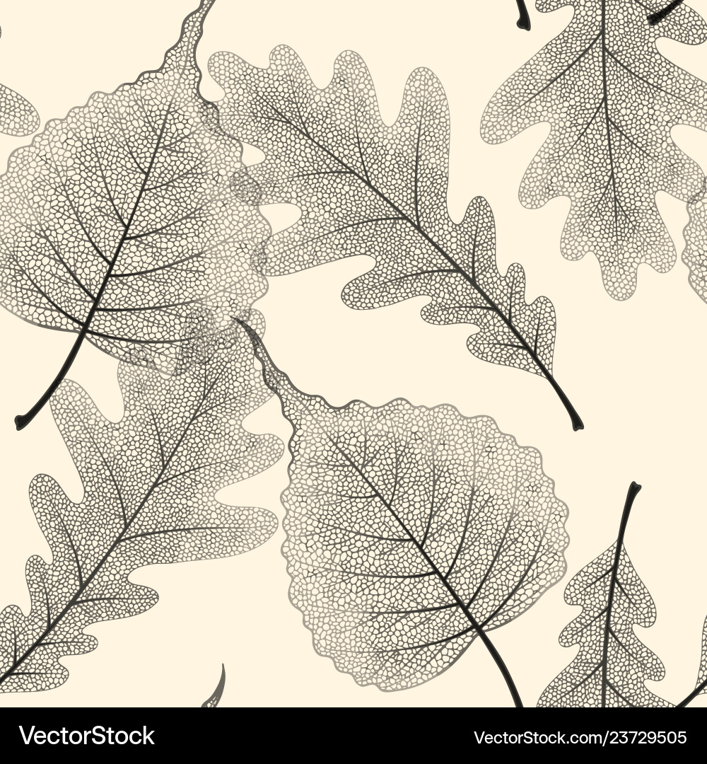 High detail skeleton leaf seamless pattern Vector Image