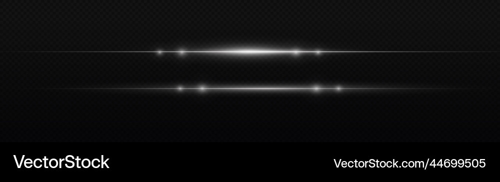 Horizontal line light white laser beams spark star