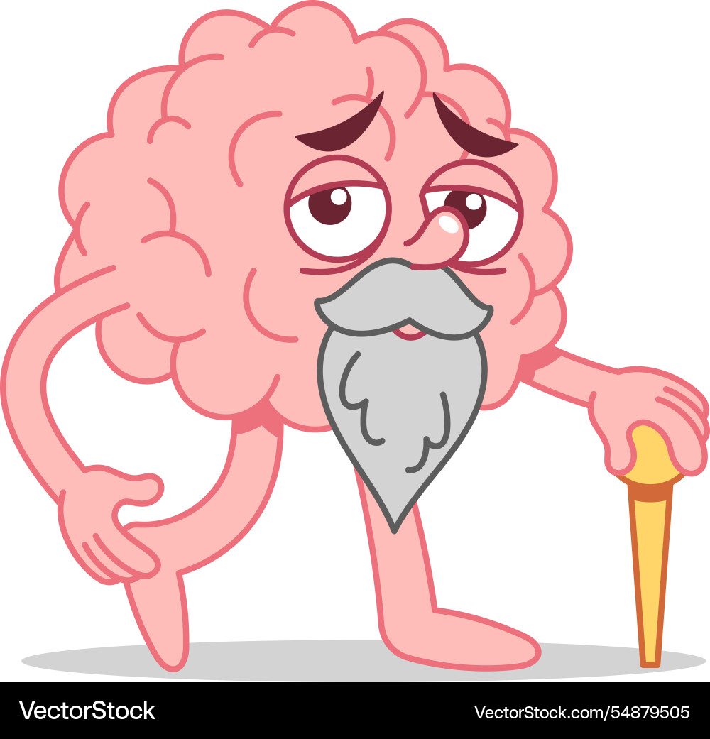 Human brain senior retired character Royalty Free Vector