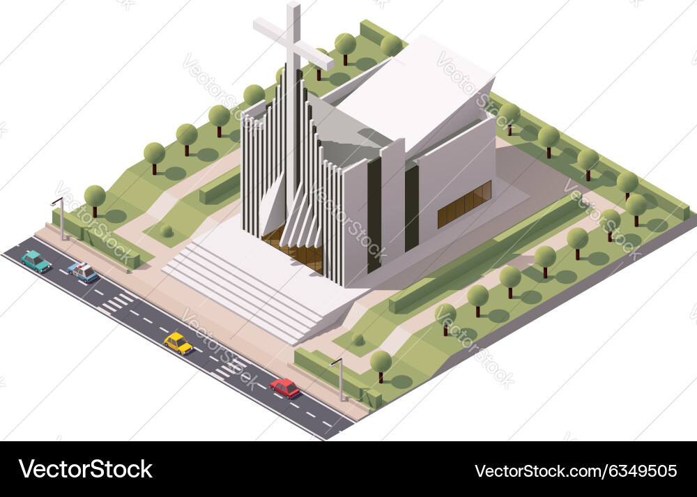 Isometric Church Building Royalty Free Vector Image