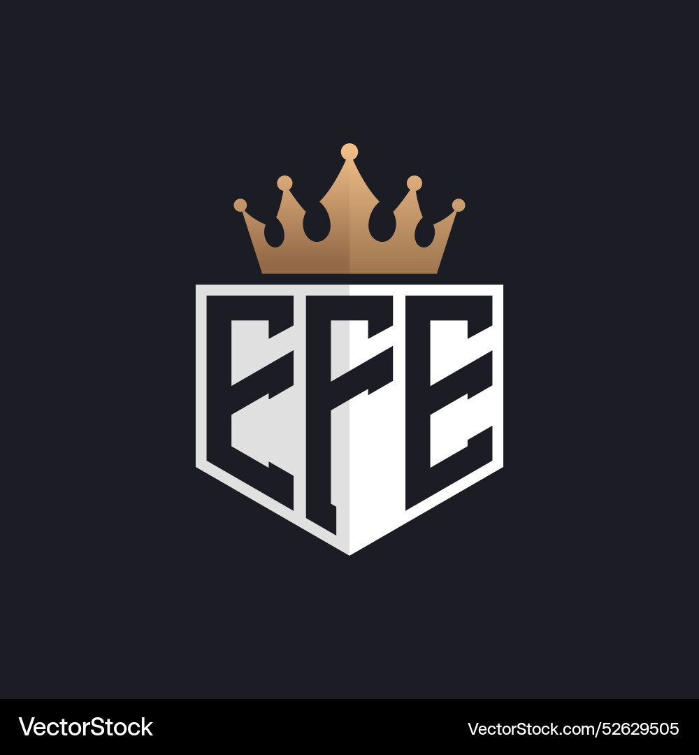 Luxury efe logo with crown elegant initials Vector Image