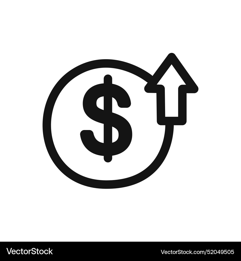 Rise price icon linear graphics sign Royalty Free Vector