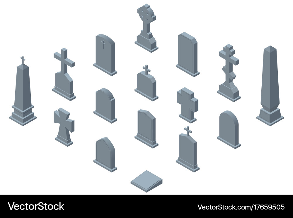 Set of gravestones isolated on white background Vector Image