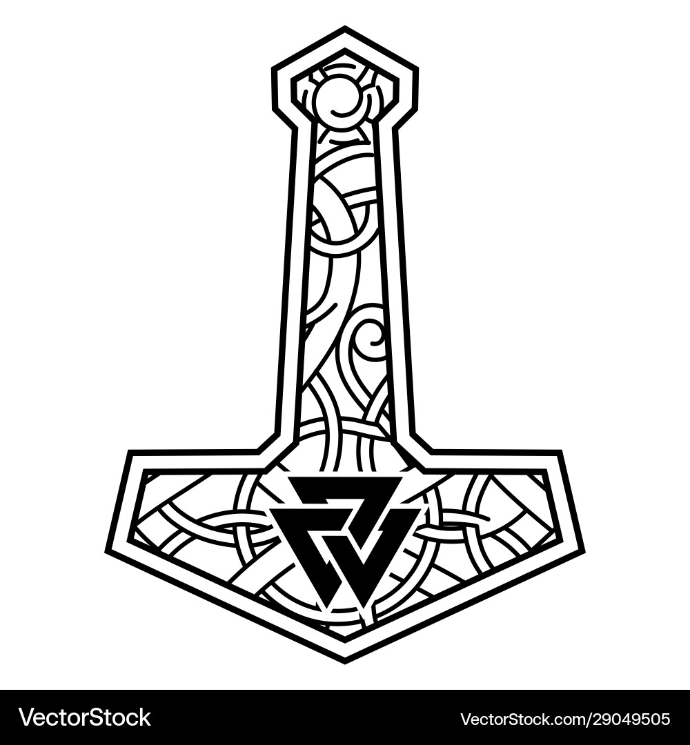 Thors hammer - mjolnir and scandinavian Royalty Free Vector