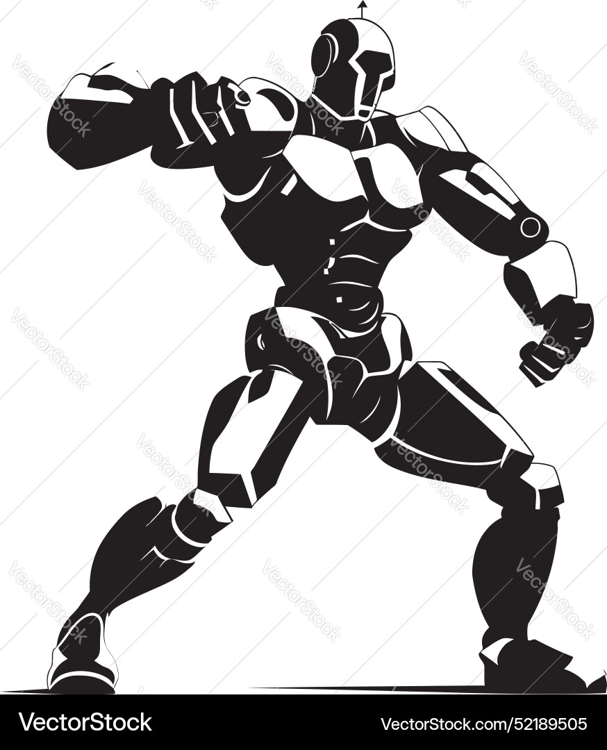Titanium titan robot boxer black logo design Vector Image