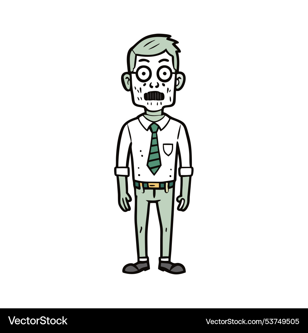 Zombie office worker hand drawn ink sketch Vector Image