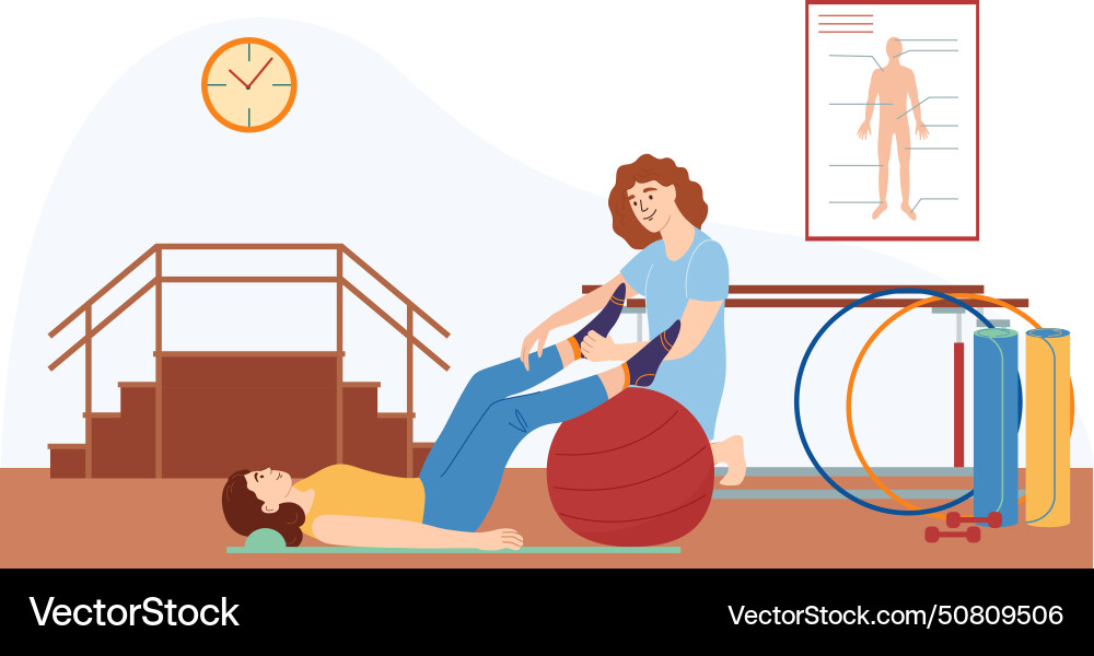 Ball exercise therapy composition Royalty Free Vector Image