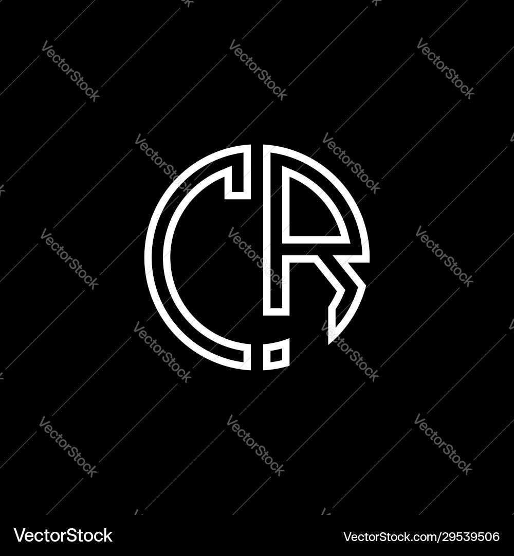 Cr monogram logo circle ribbon style outline Vector Image