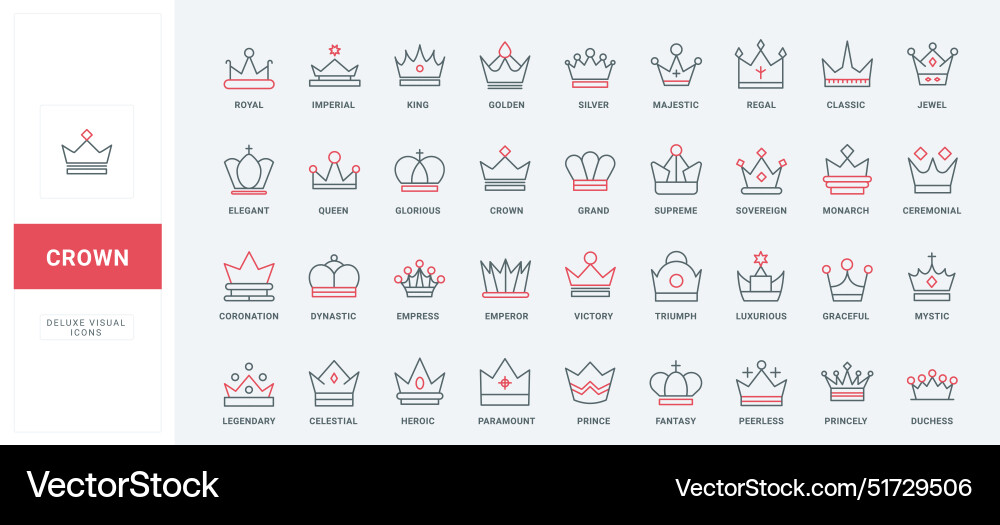Crowns classic aristocracy medieval heraldry Vector Image