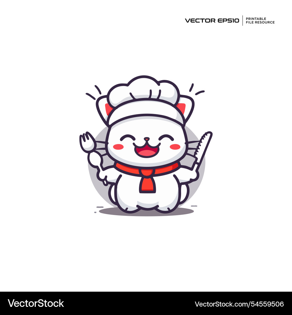 Cute chef cat character mascot logo design eps 10 Vector Image