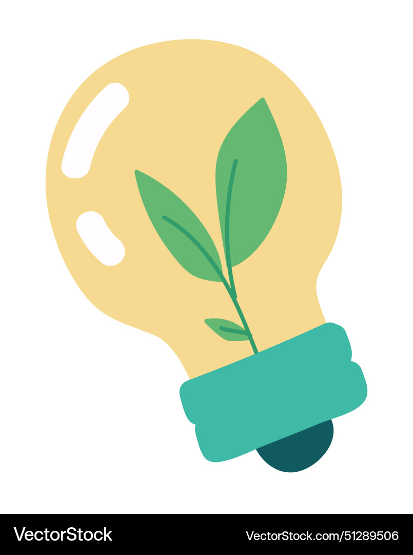 Eco light bulb with leaf in flat design Royalty Free Vector