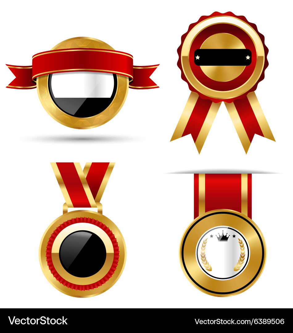 Golden red black premium quality best labels Vector Image