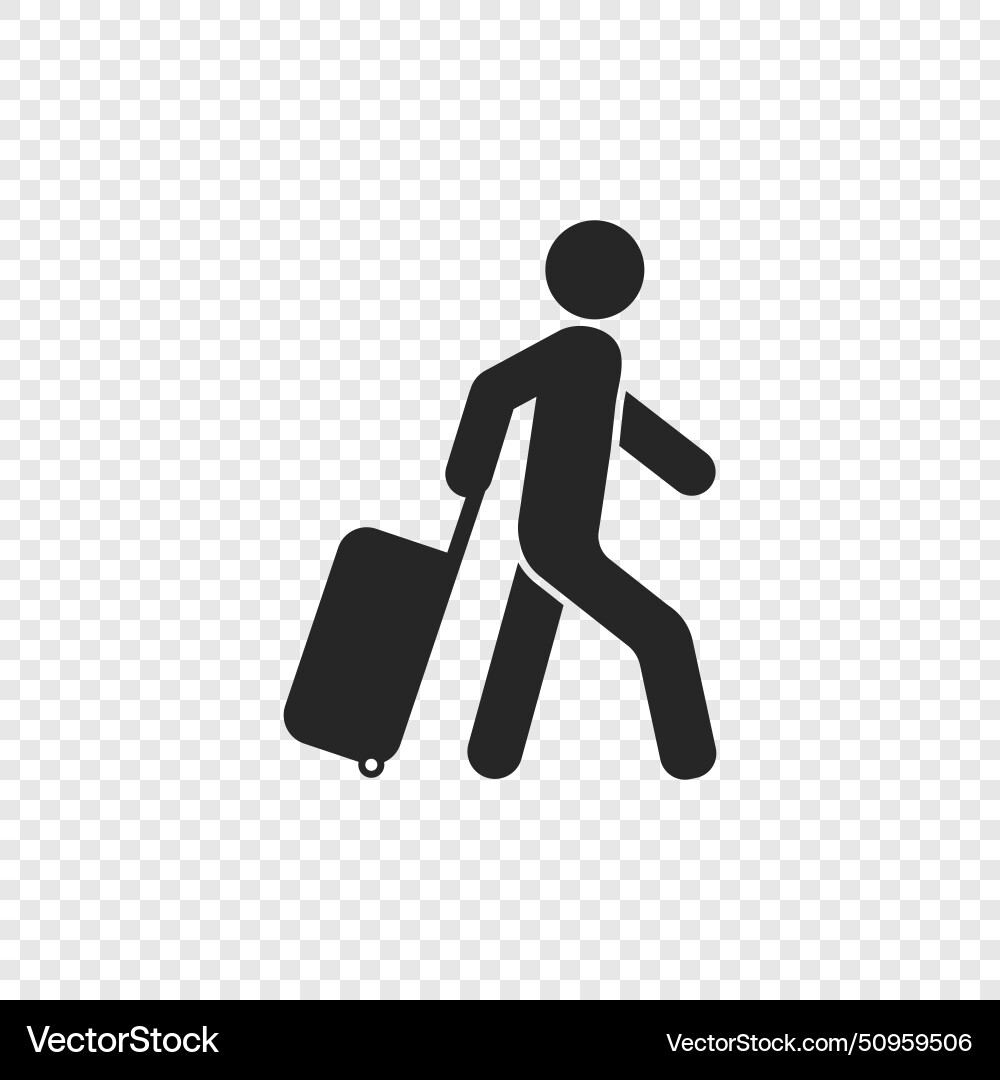 Man with luggage icon carrying suitcase Royalty Free Vector