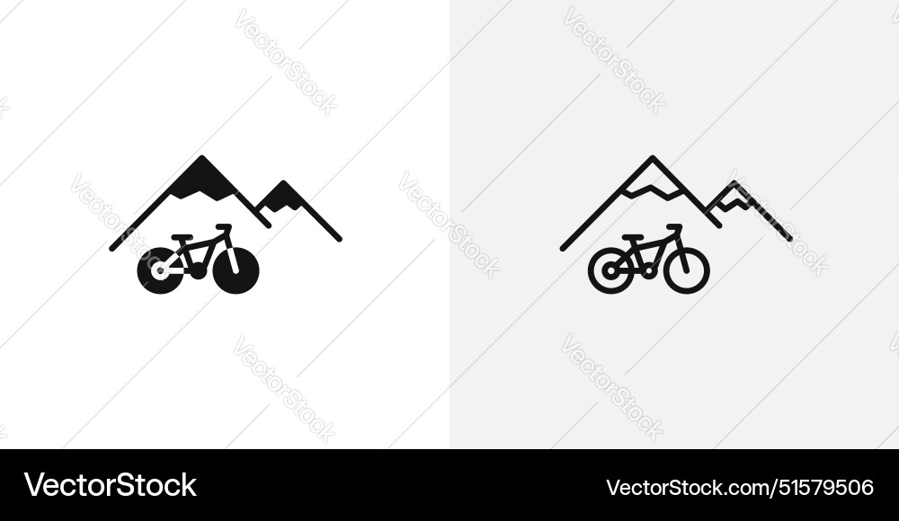 Mountain biking icon with a bicycle and mountains Vector Image