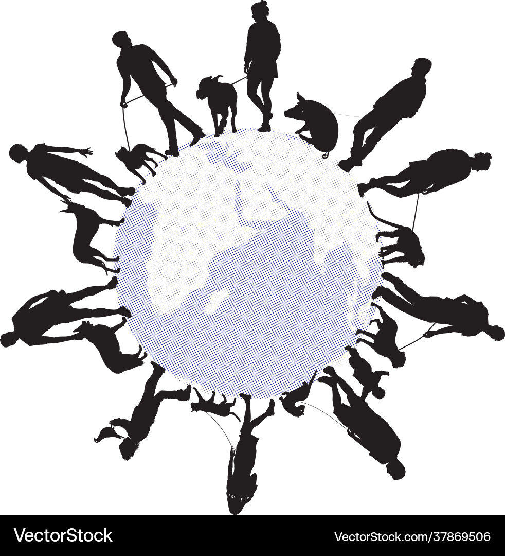 People with animals around world Royalty Free Vector Image