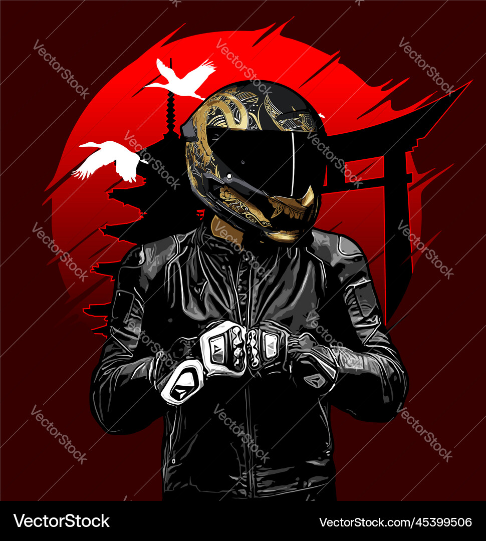 Rider front view red background Royalty Free Vector Image